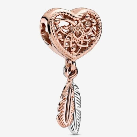 Pandora | Jewelry | Pandora Openwork Heart Two Feathers Dreamcatcher ...